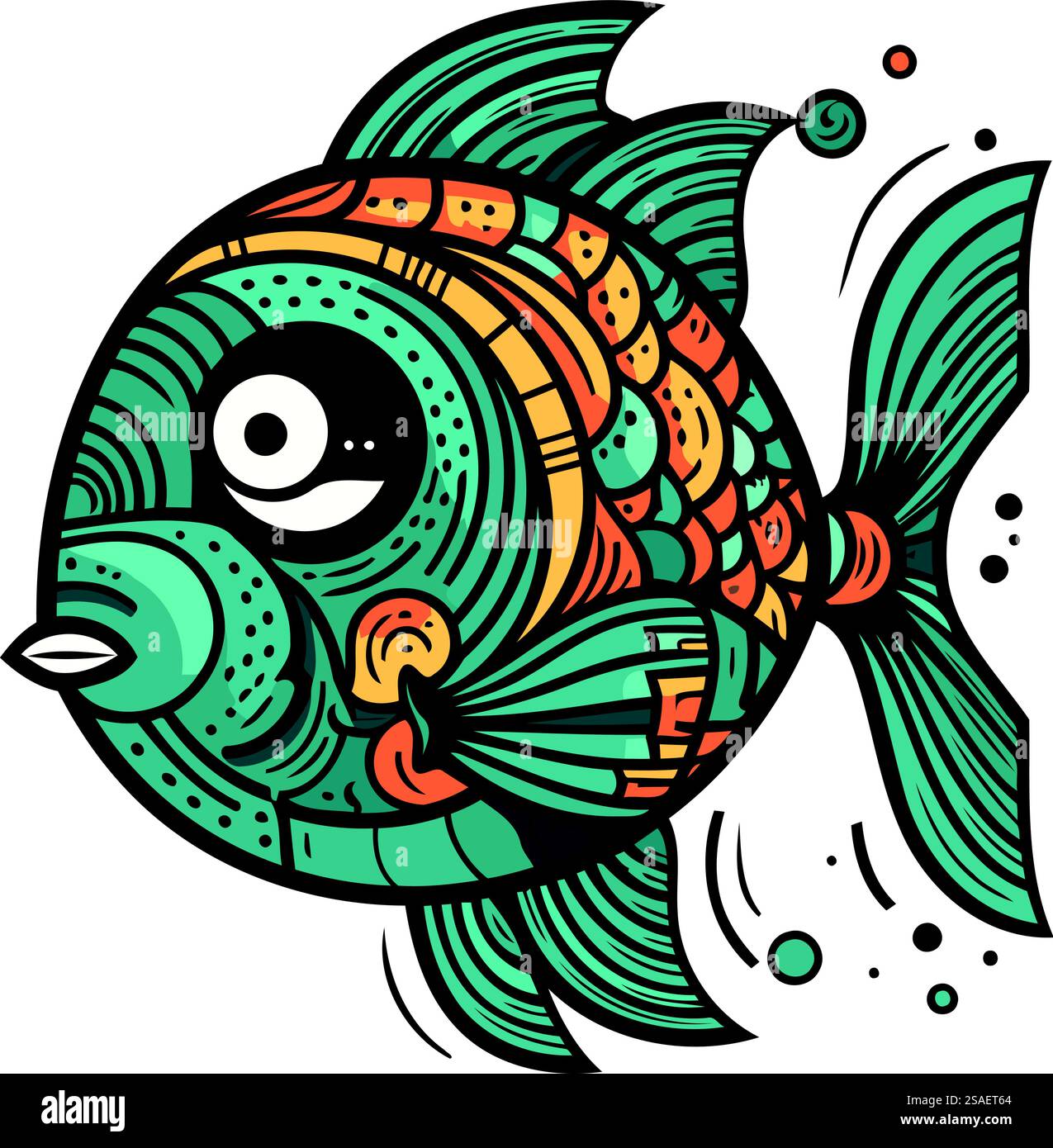 Vector hand drawn doodle illustration of a cute cartoon fish Stock ...