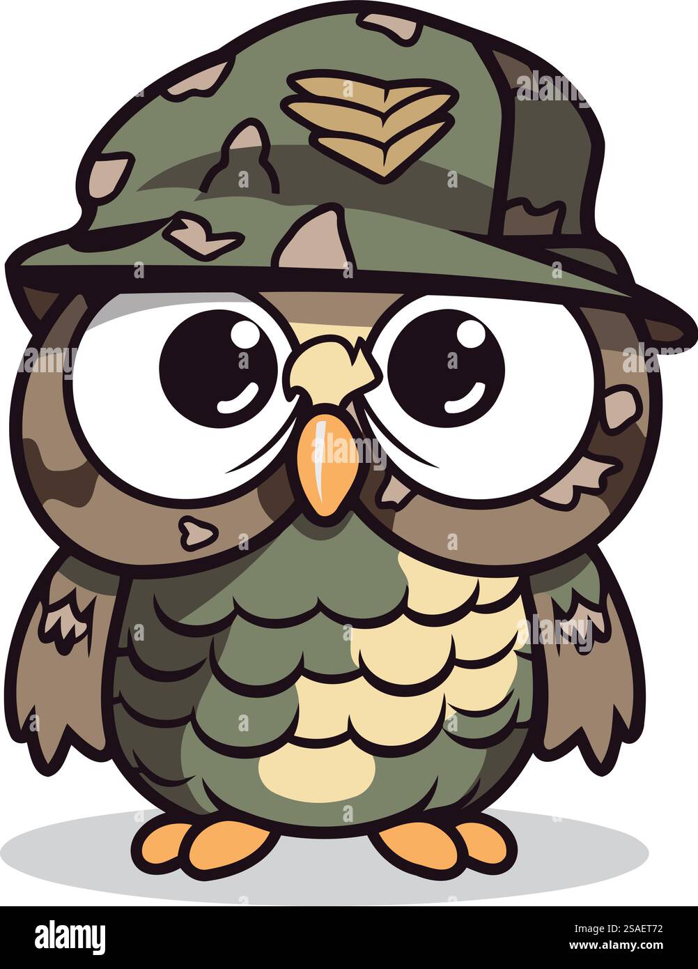 Owl in Army Uniform Cartoon Mascot Character Vector Illustration Stock ...