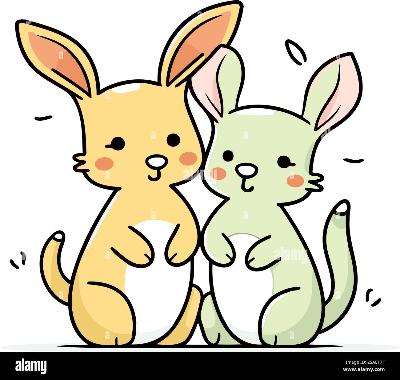Cute rabbit and hare vector illustration. Cartoon animal character ...