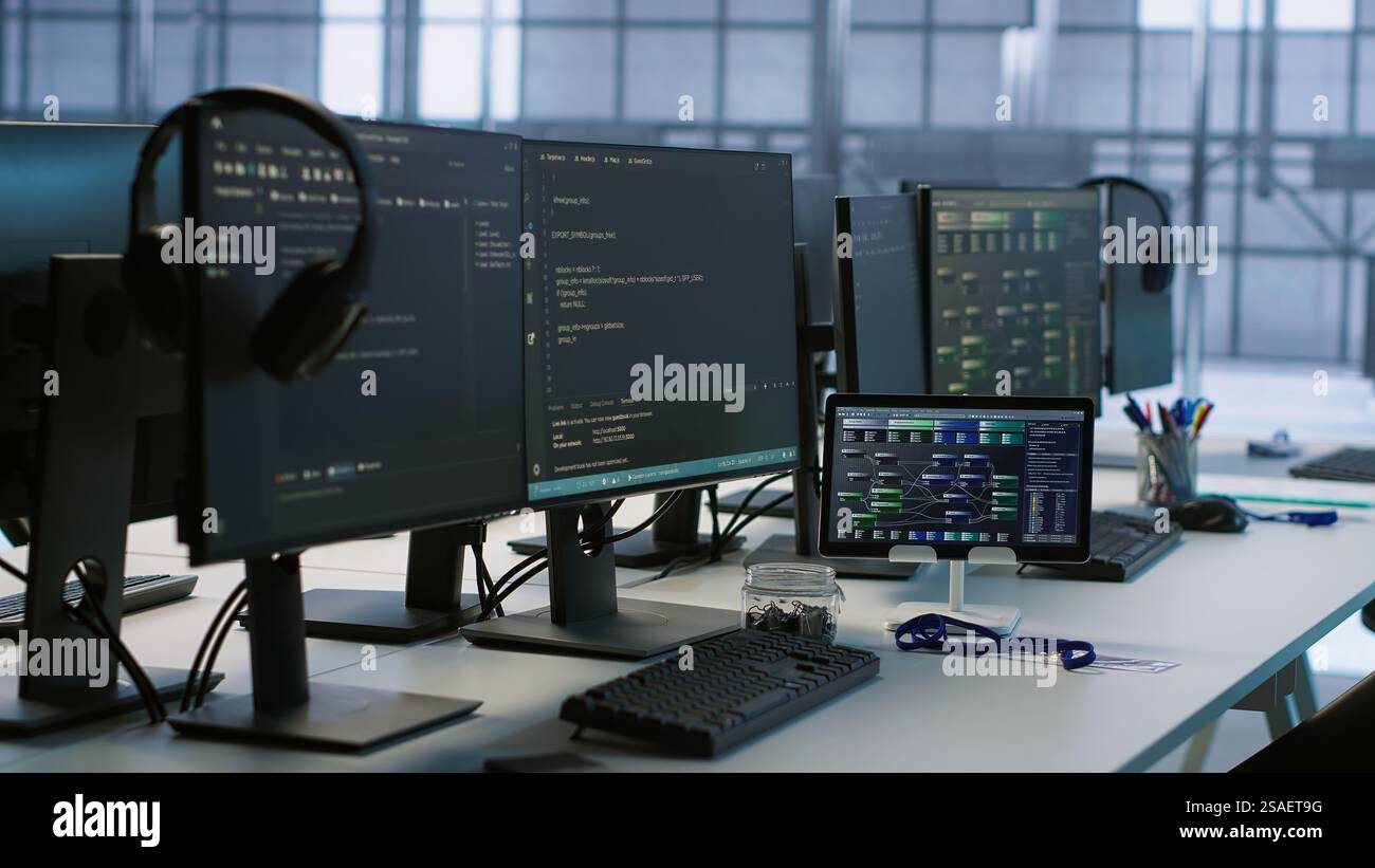 Electronic devices in empty data center establishment monitoring ...