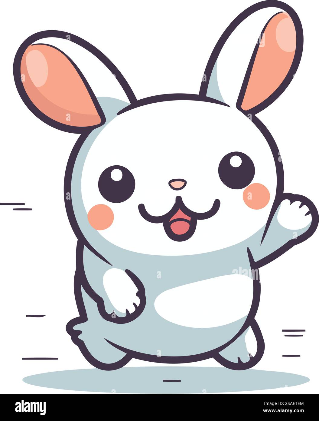 Cute rabbit running isolated on white background. Vector cartoon ...