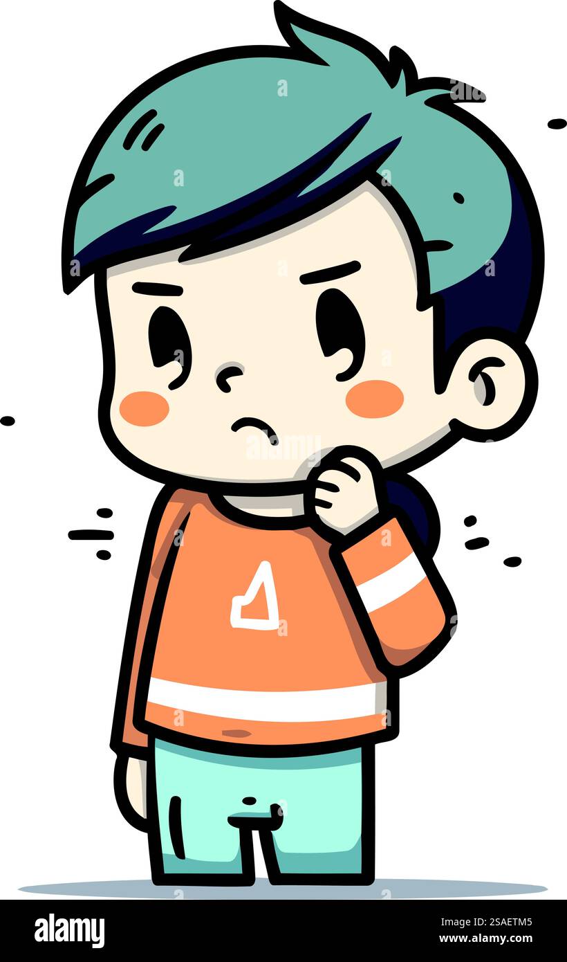 Upset boy with bad smell. Cute cartoon vector illustration Stock Vector ...