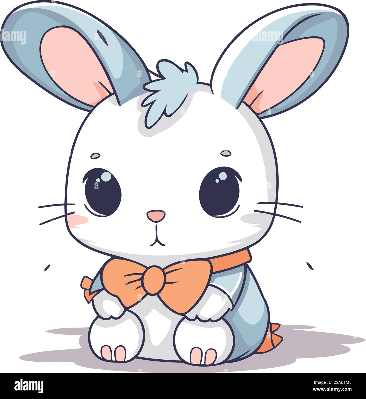 Cute cartoon rabbit with bow tie isolated on white background. Vector ...