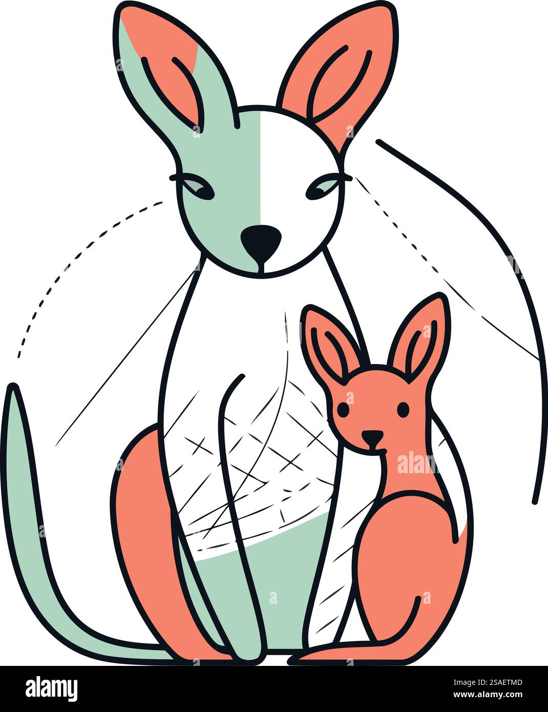 Cute kangaroos. Vector illustration in flat style Stock Vector Image & Art - Alamy