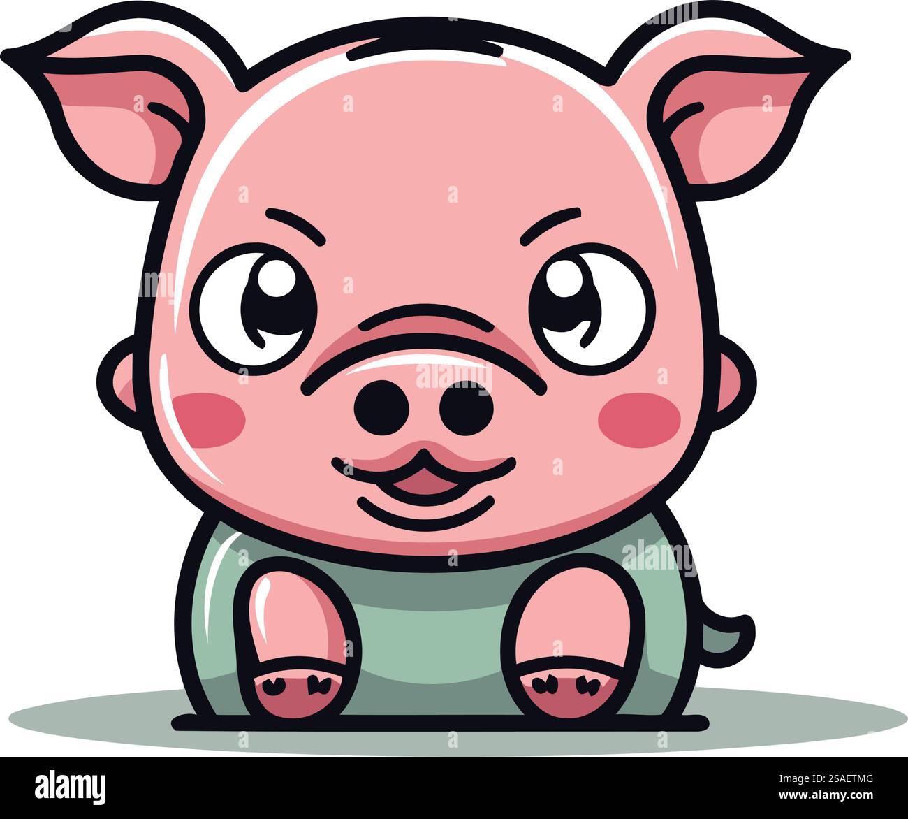 Cute pig cartoon vector illustration. Cute cartoon pig with big eyes ...