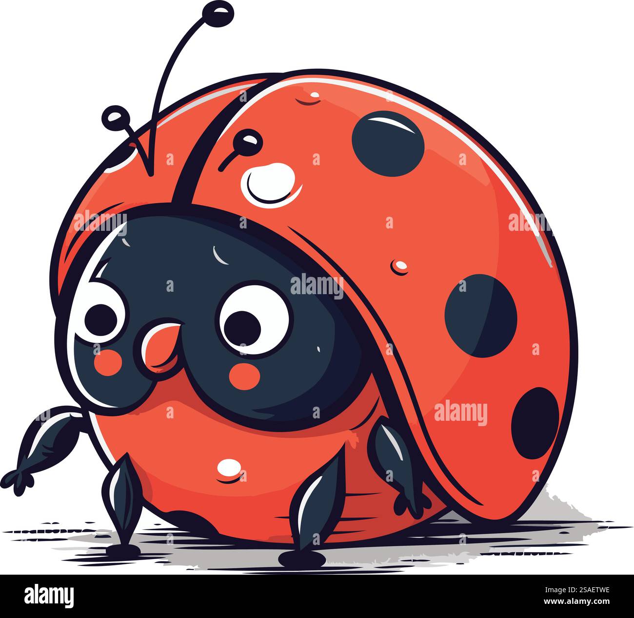 Cute cartoon ladybug. Vector illustration isolated on white background ...