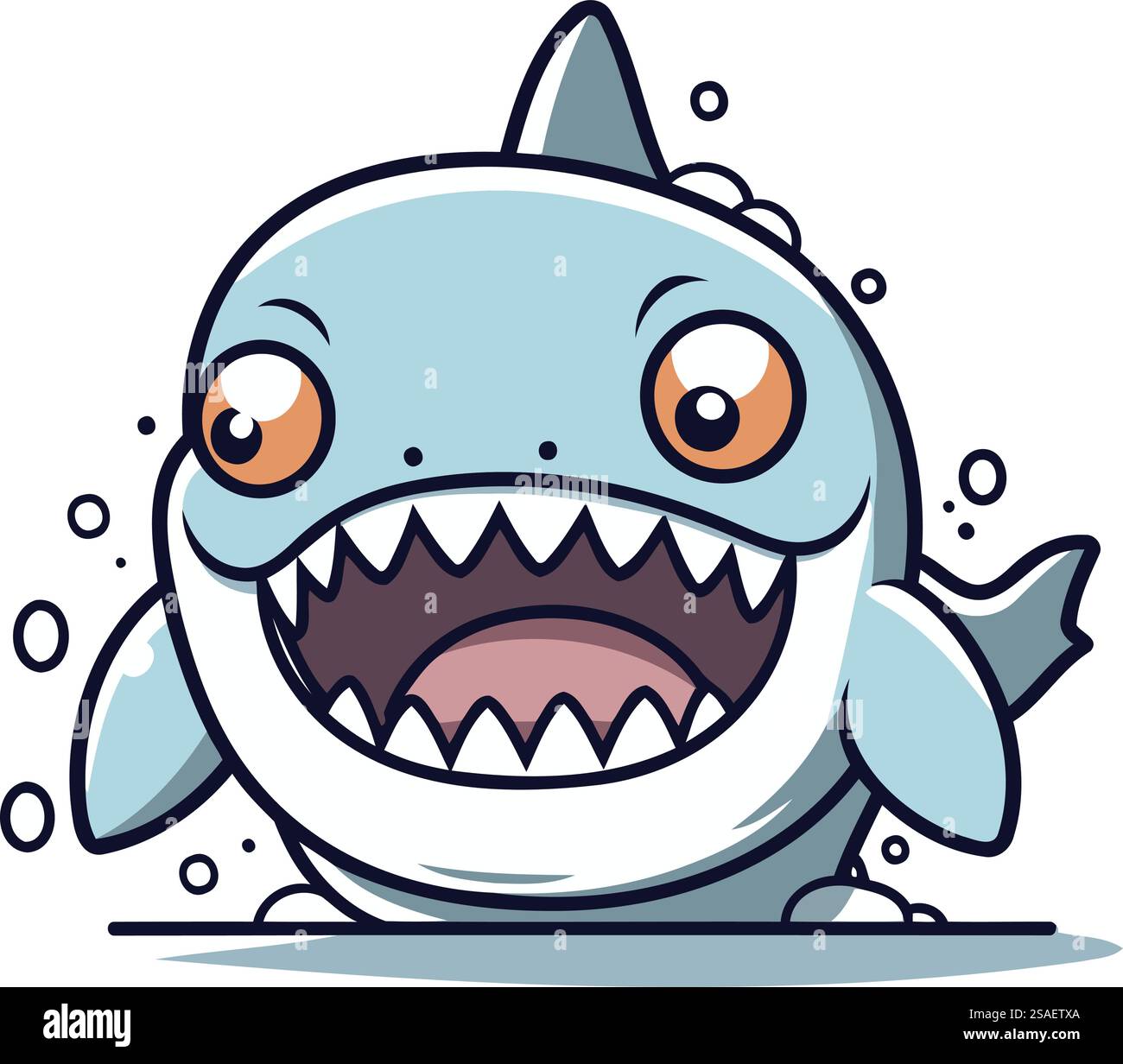 Shark Cartoon Character Mascot Flat Design Vector Illustration Stock ...
