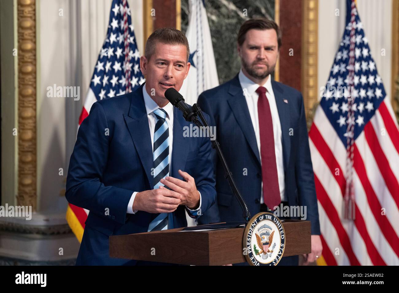 Sean Duffy speaks after being sworn in sworn-in as United States ...