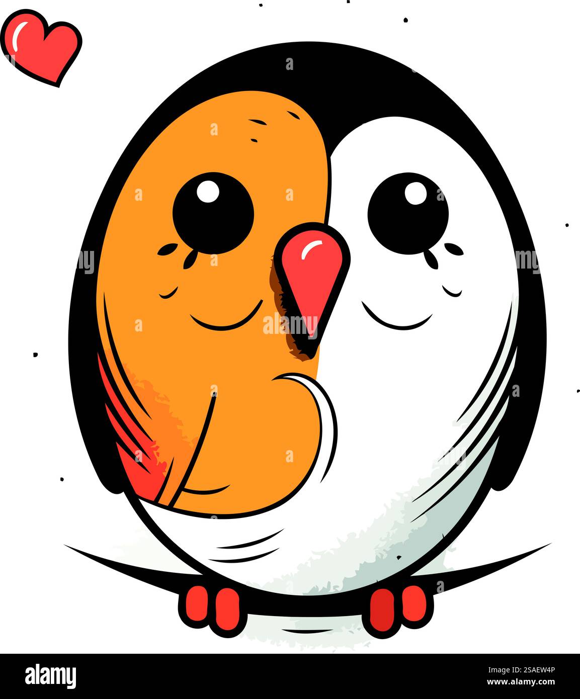 Cute cartoon penguin in love on white background. Vector illustration ...