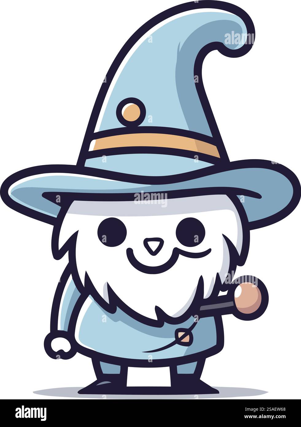 Wizard Cartoon Character Mascot Vector Illustration. Cute Wizard ...