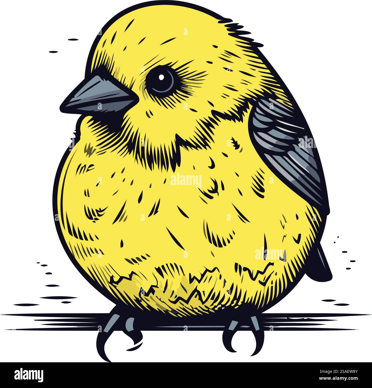 Illustration of a cute little yellow bird on a white background Stock ...