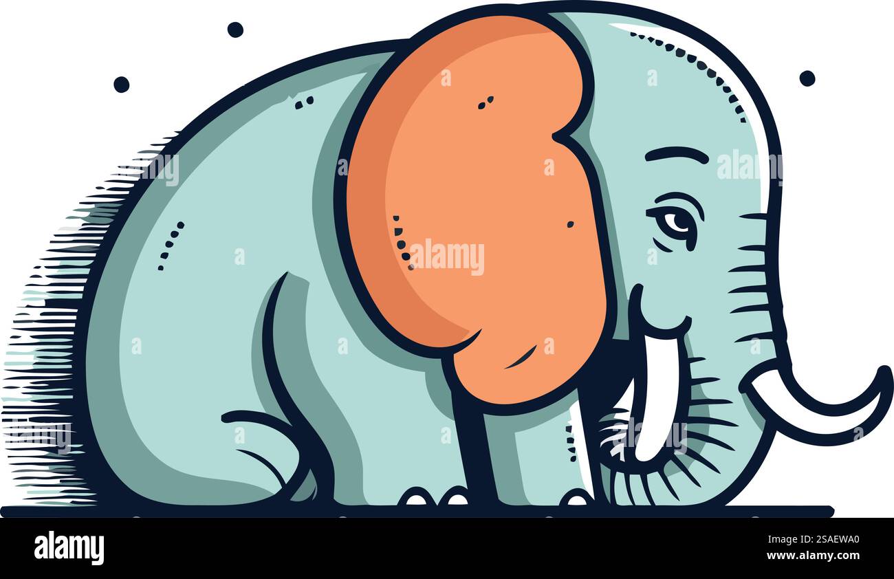 Cute elephant. Vector illustration. Isolated on white background Stock ...