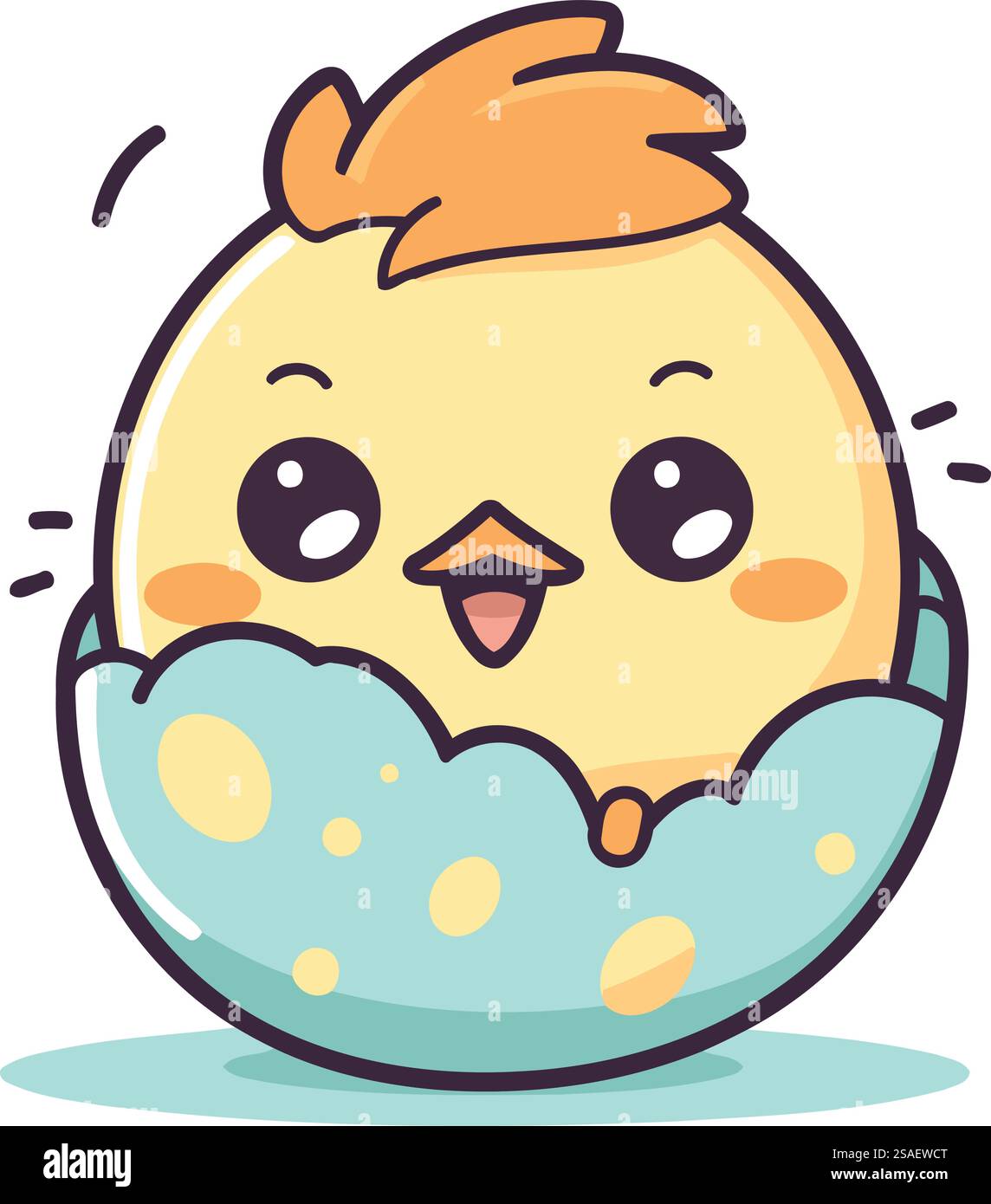 Cute chick hatched from an egg. Vector illustration in cartoon style ...