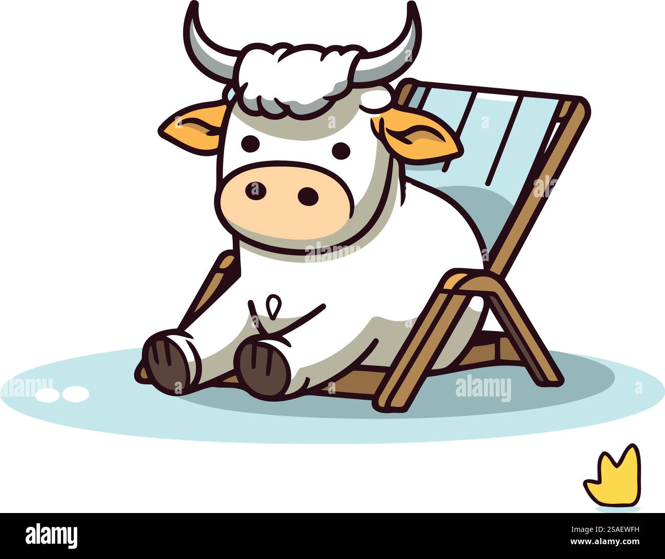 Cute cartoon cow sitting on the deck chair. Vector illustration Stock ...