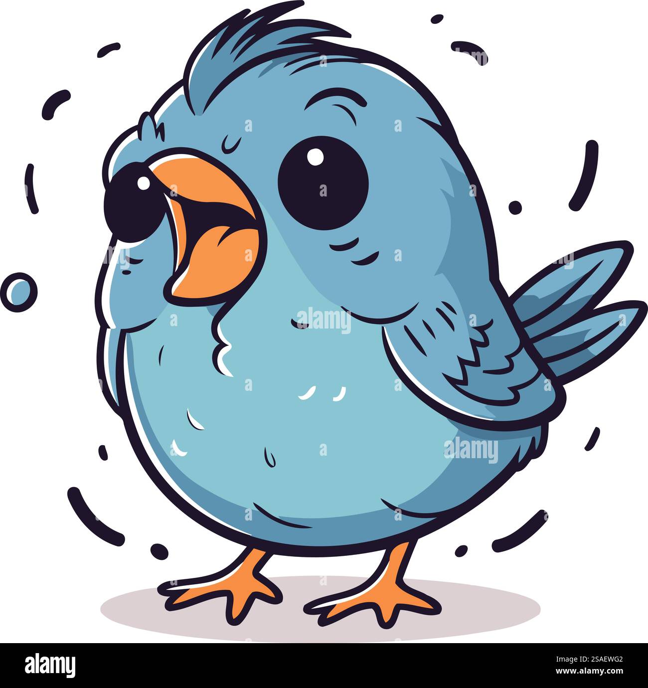 Illustration of a cute blue bird on white background. Vector ...