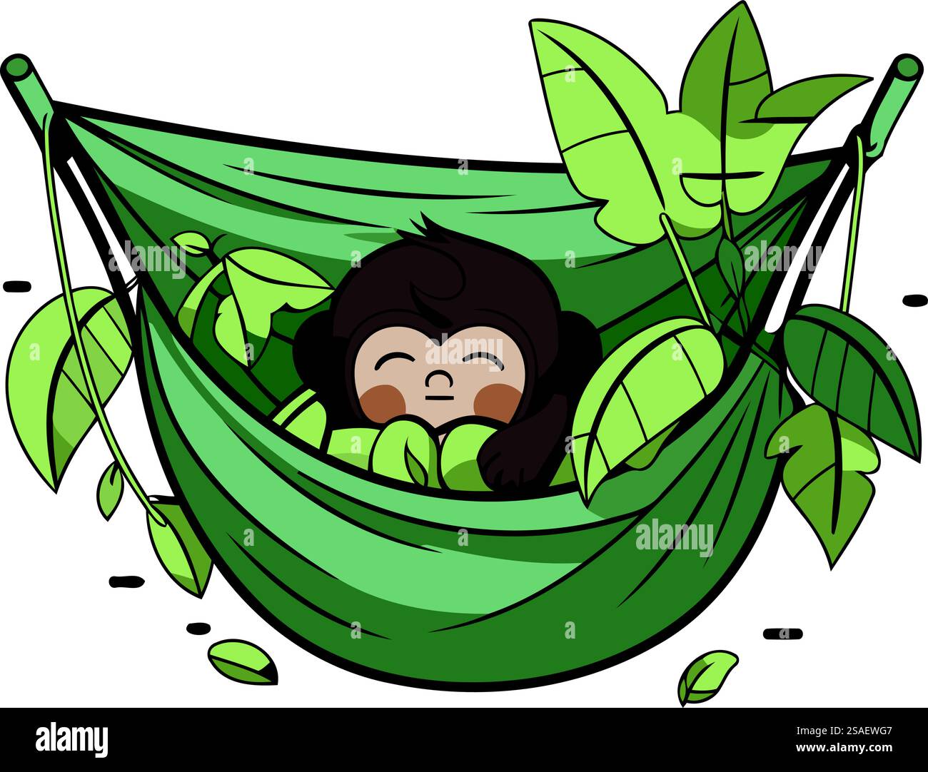 cute baby monkey sleeping in hammock cartoon vector illustration ...