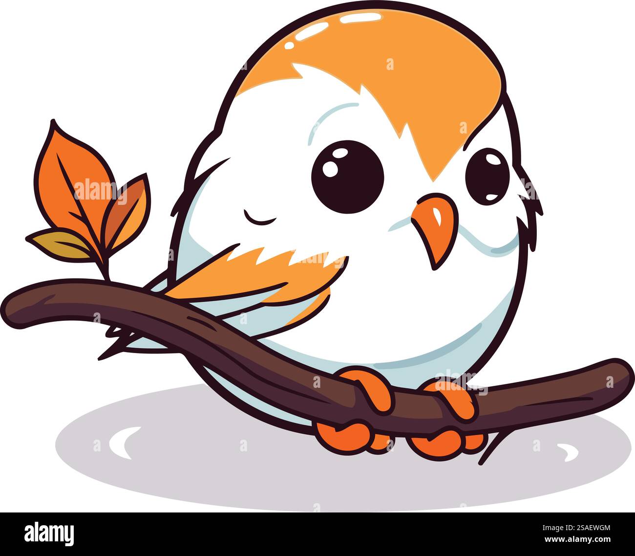 Cute little bird sitting on a tree branch. Vector illustration Stock ...