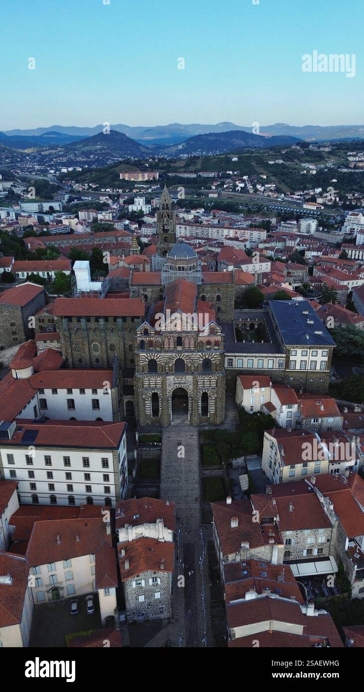 drone photo Notre-Dame-du-Puy Cathedral Le Puy-en-Velay France europe ...