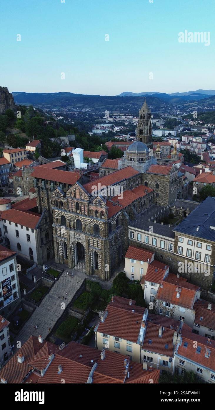 drone photo Notre-Dame-du-Puy Cathedral Le Puy-en-Velay France europe ...