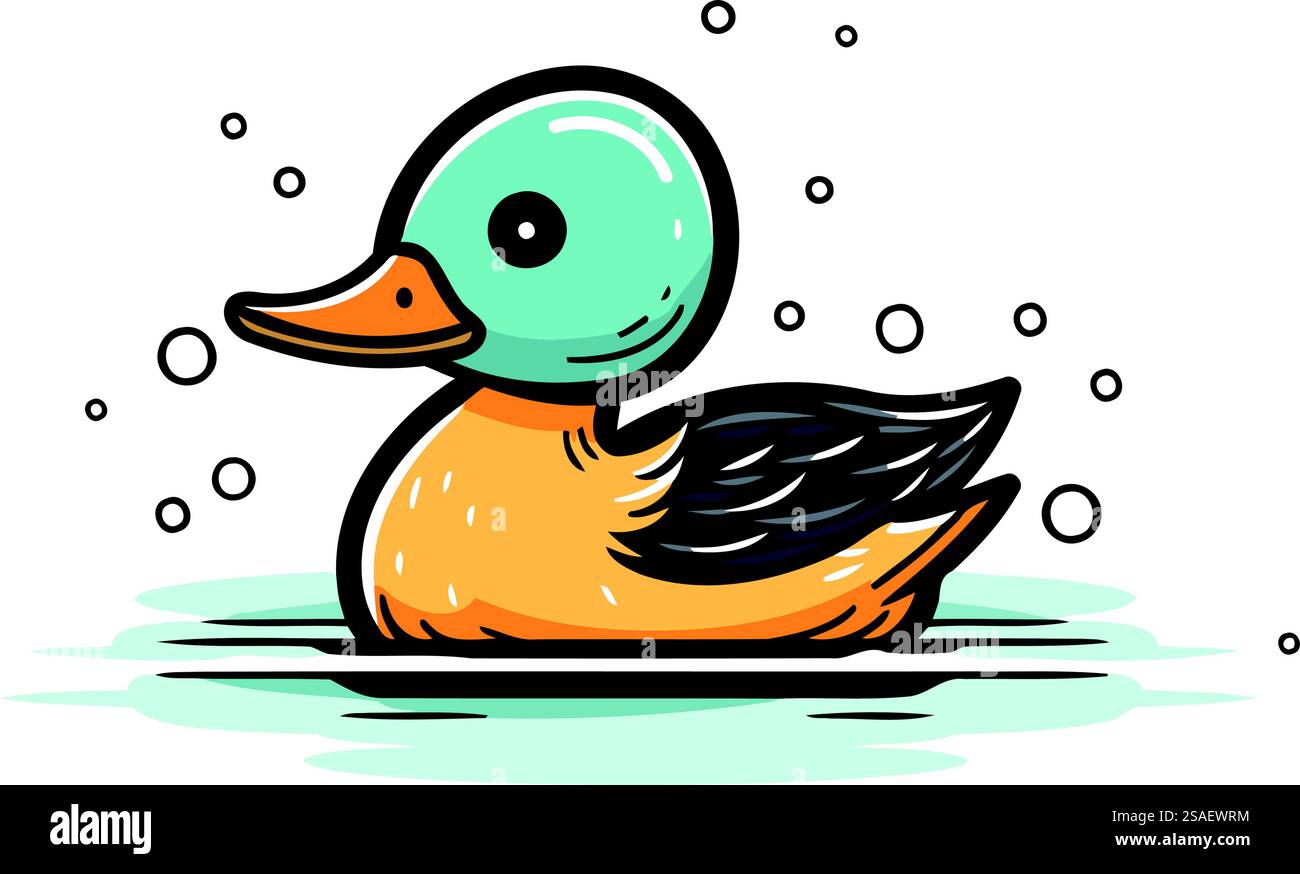 Cute duck. Vector illustration. Isolated on white background Stock ...