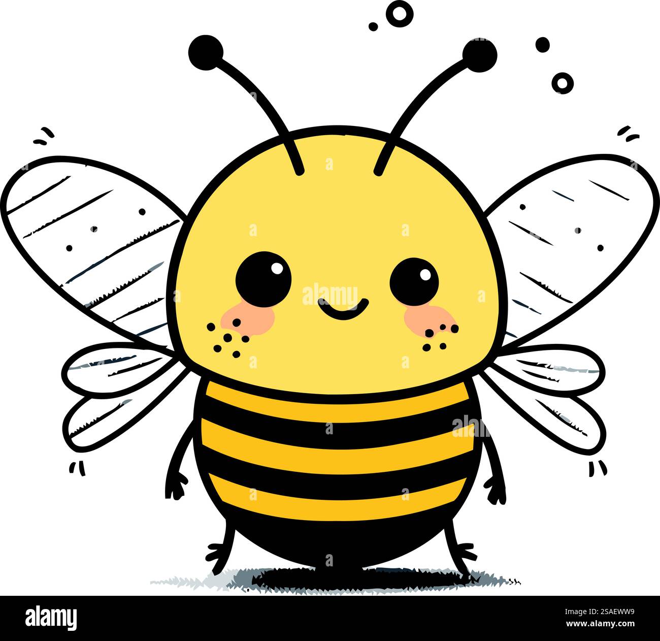Cute cartoon bee. Vector illustration. Isolated on white background ...