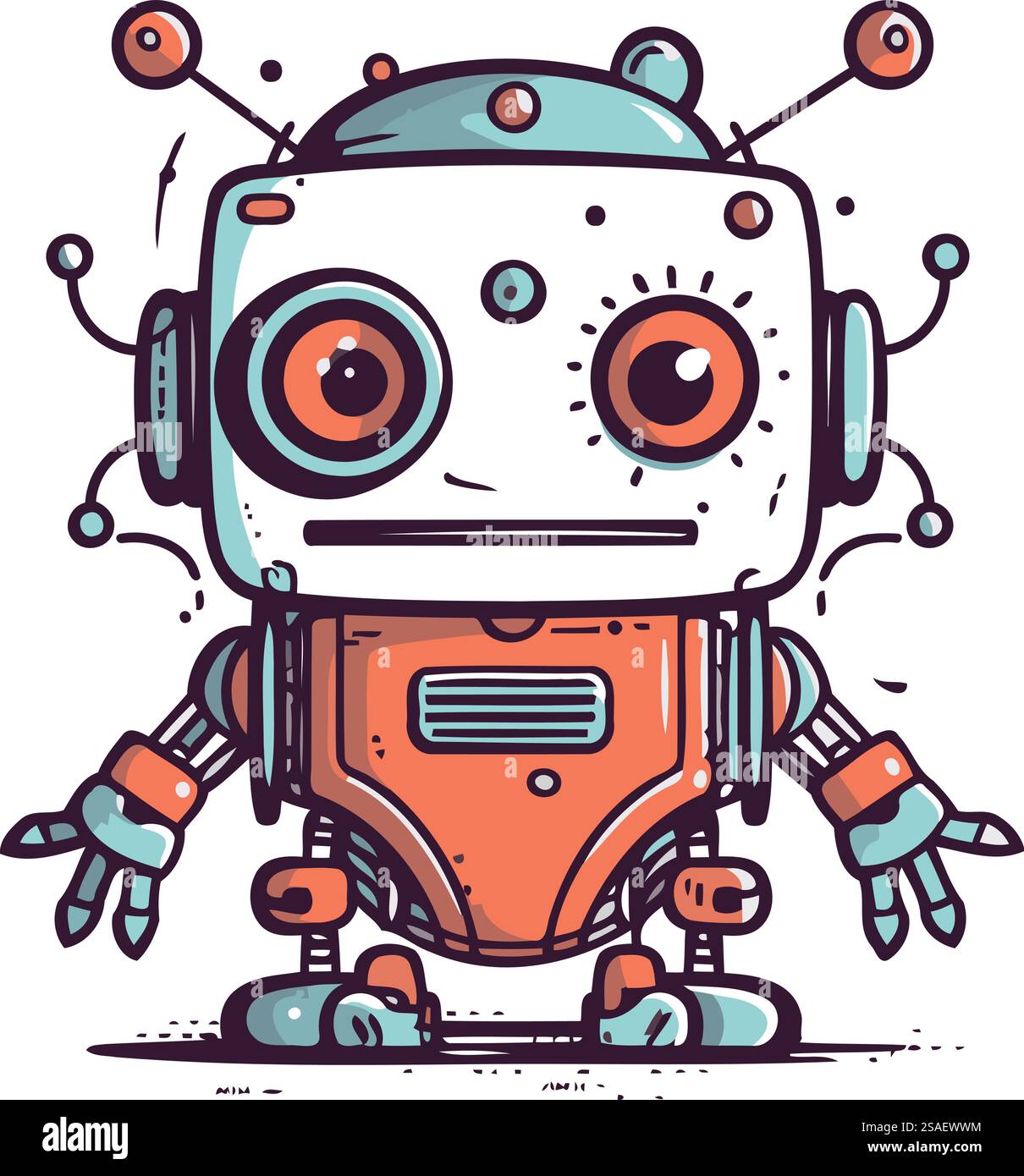 Cute robot. Vector illustration. Cute cartoon robot character Stock ...