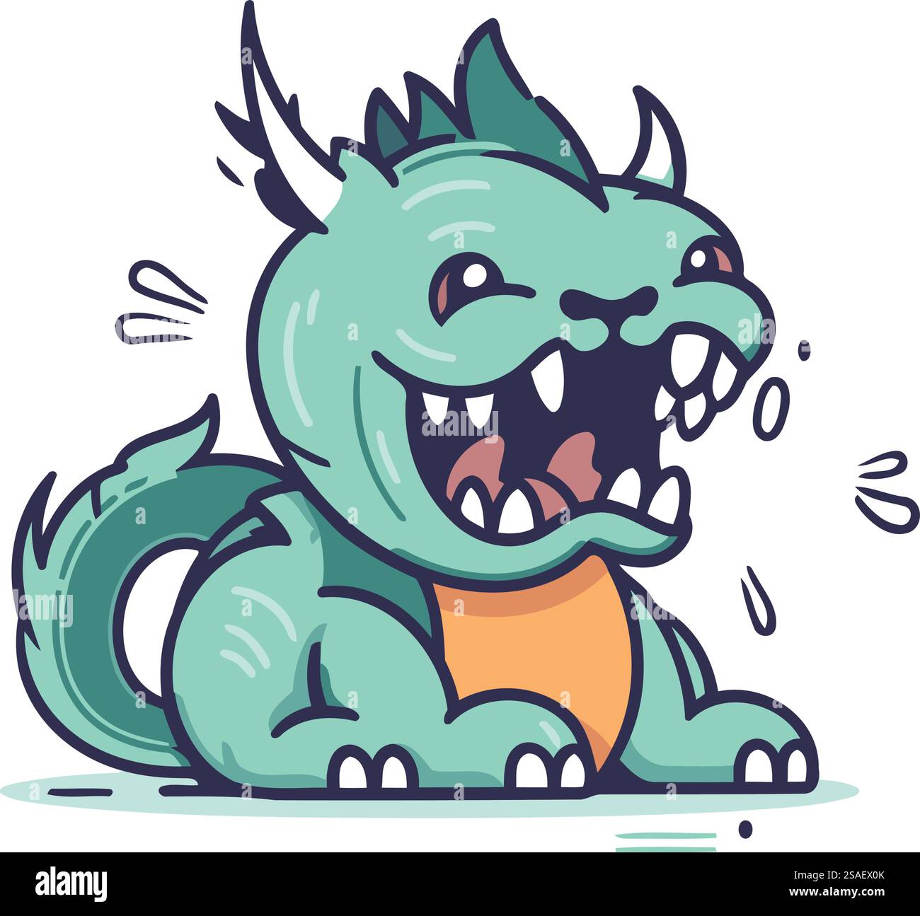 Funny cartoon dragon. Vector illustration. Cute monster character Stock ...