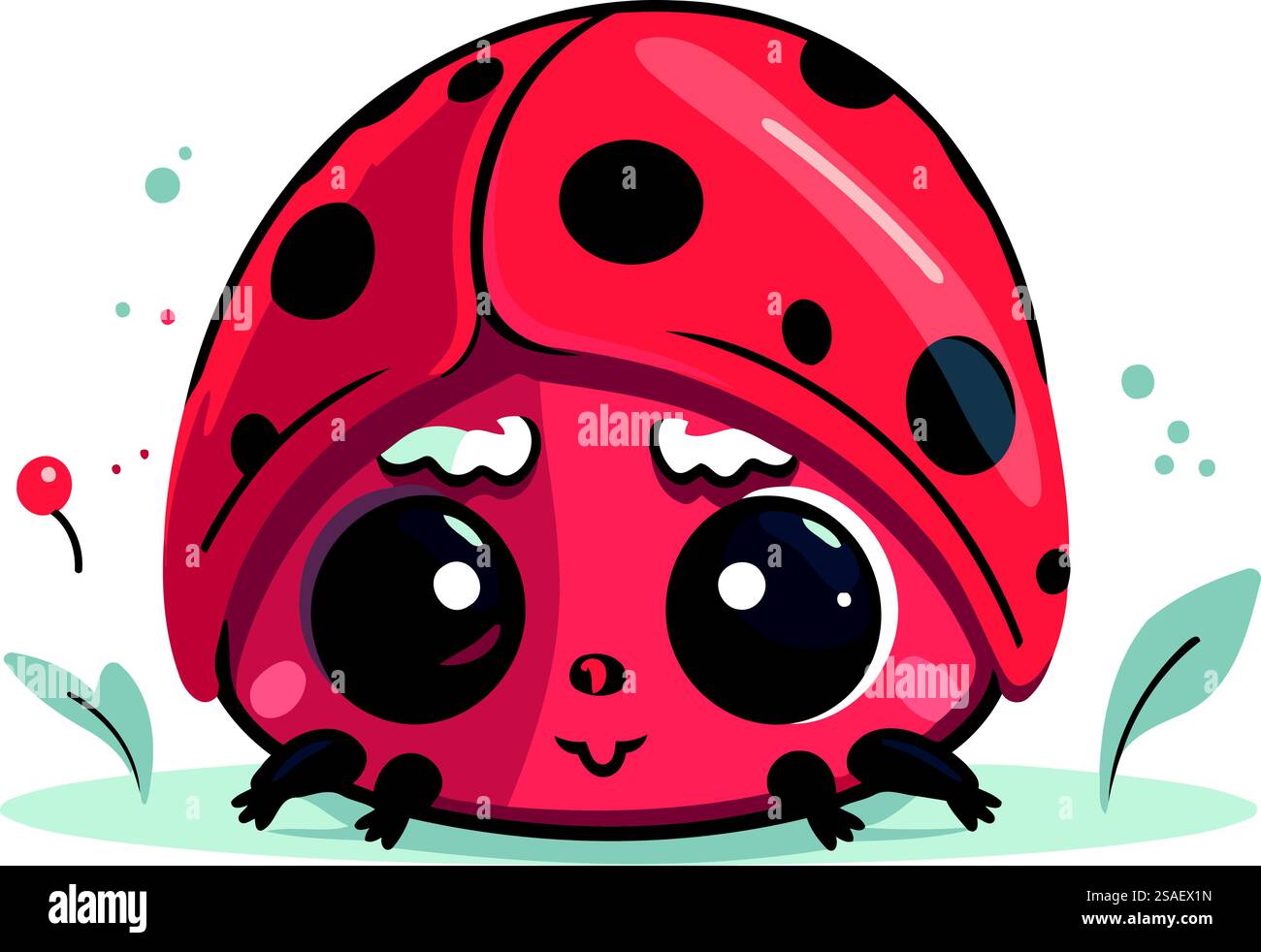 Cute cartoon ladybug. Vector illustration isolated on white background ...