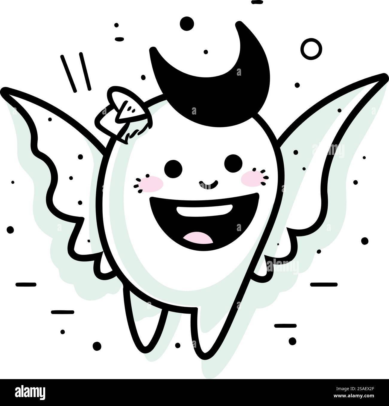 Cute cartoon ghost. Vector illustration. Isolated on white background ...