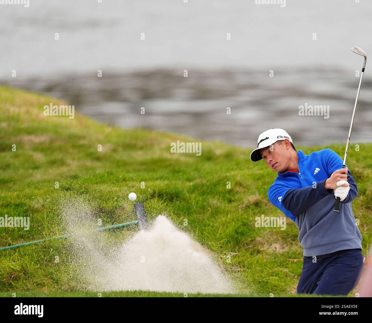 PEBBLE BEACH, CA - JANUARY 29: PGA golfer Collin Morikawa hits a shot ...