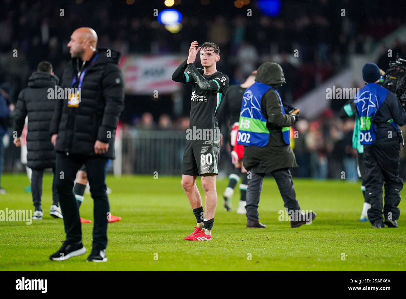 Eindhoven, Netherlands. 29th Jan, 2025. Liverpool FC midfielder Tyler ...