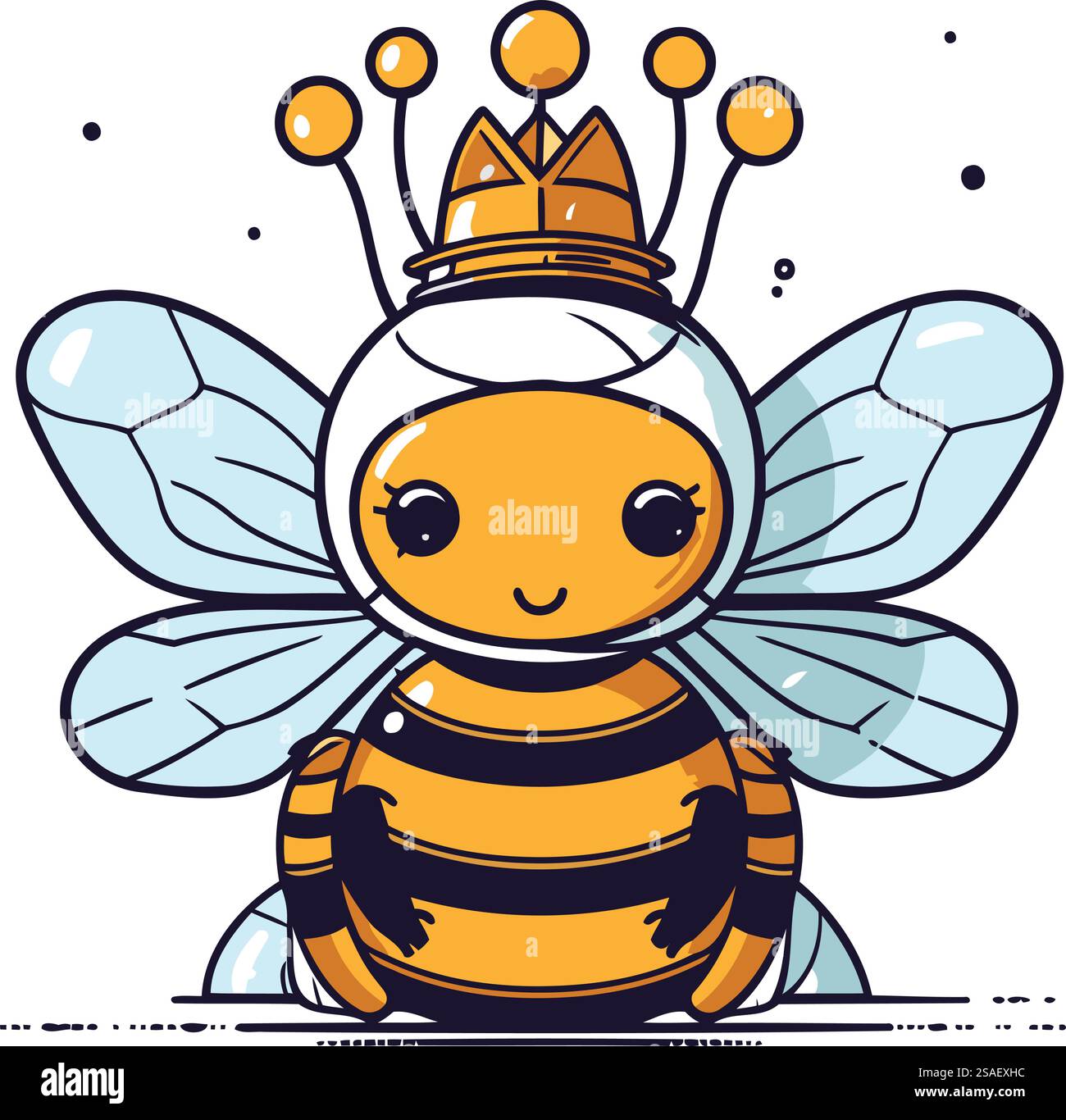 Cute cartoon bee with crown. Vector illustration of a bee Stock Vector ...