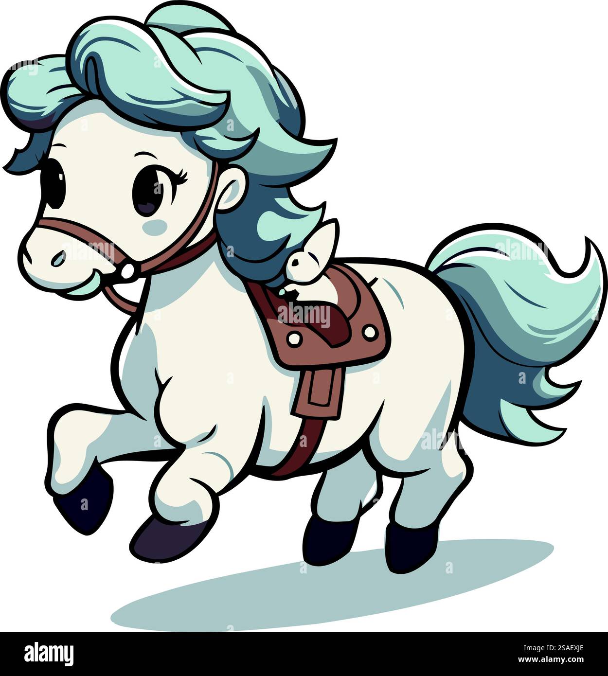 Illustration of a Cute Horse Cartoon Character on a White Background ...