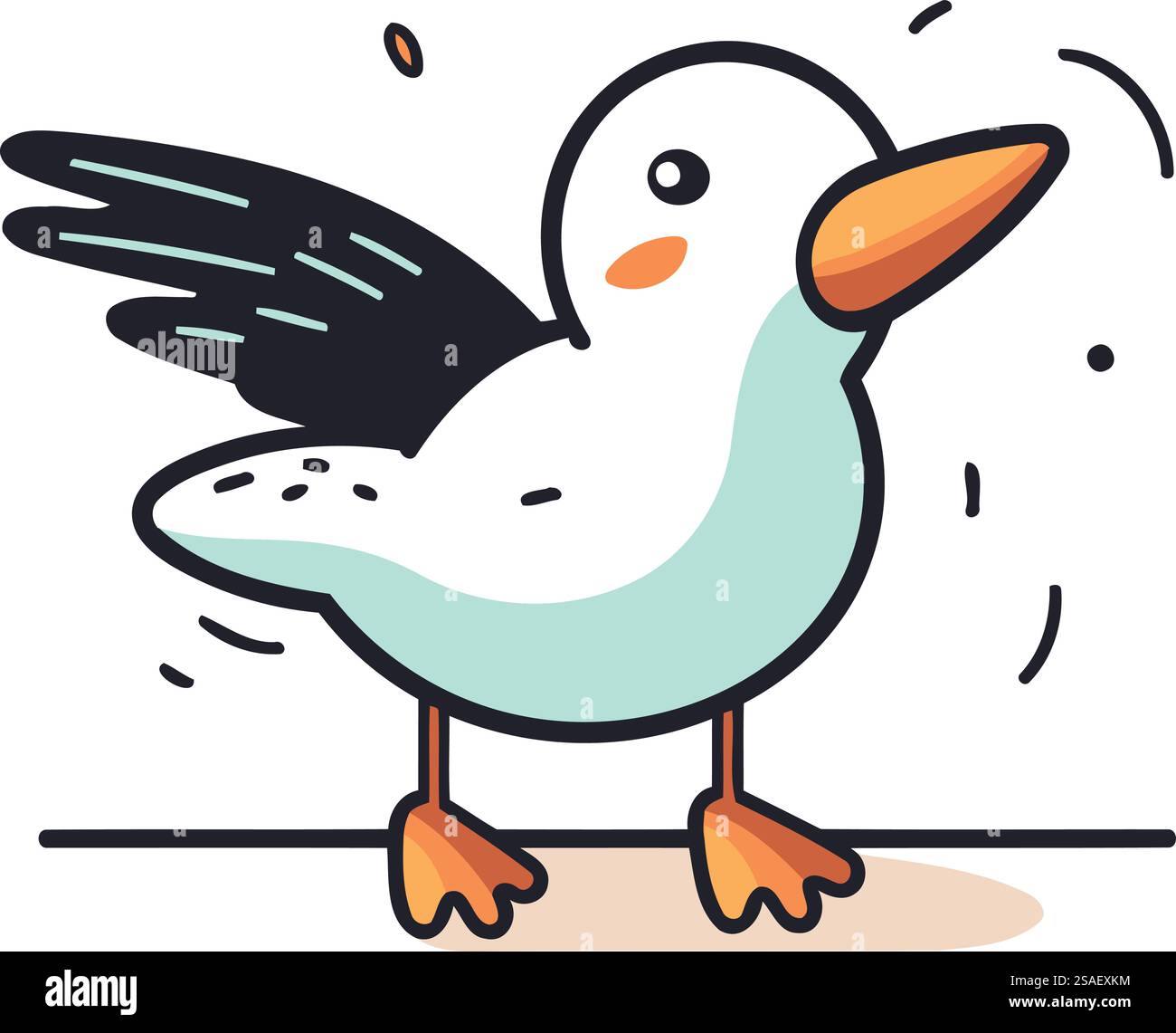 Cute cartoon seagull. Vector illustration of a bird Stock Vector Image ...