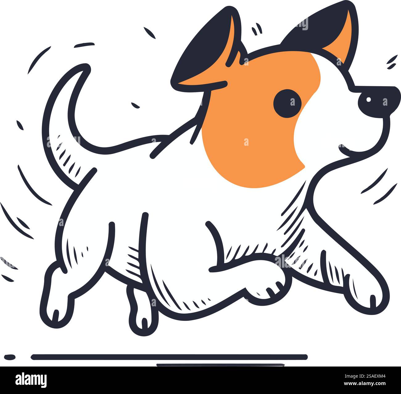 Cute cartoon dog running isolated on white background. Vector ...