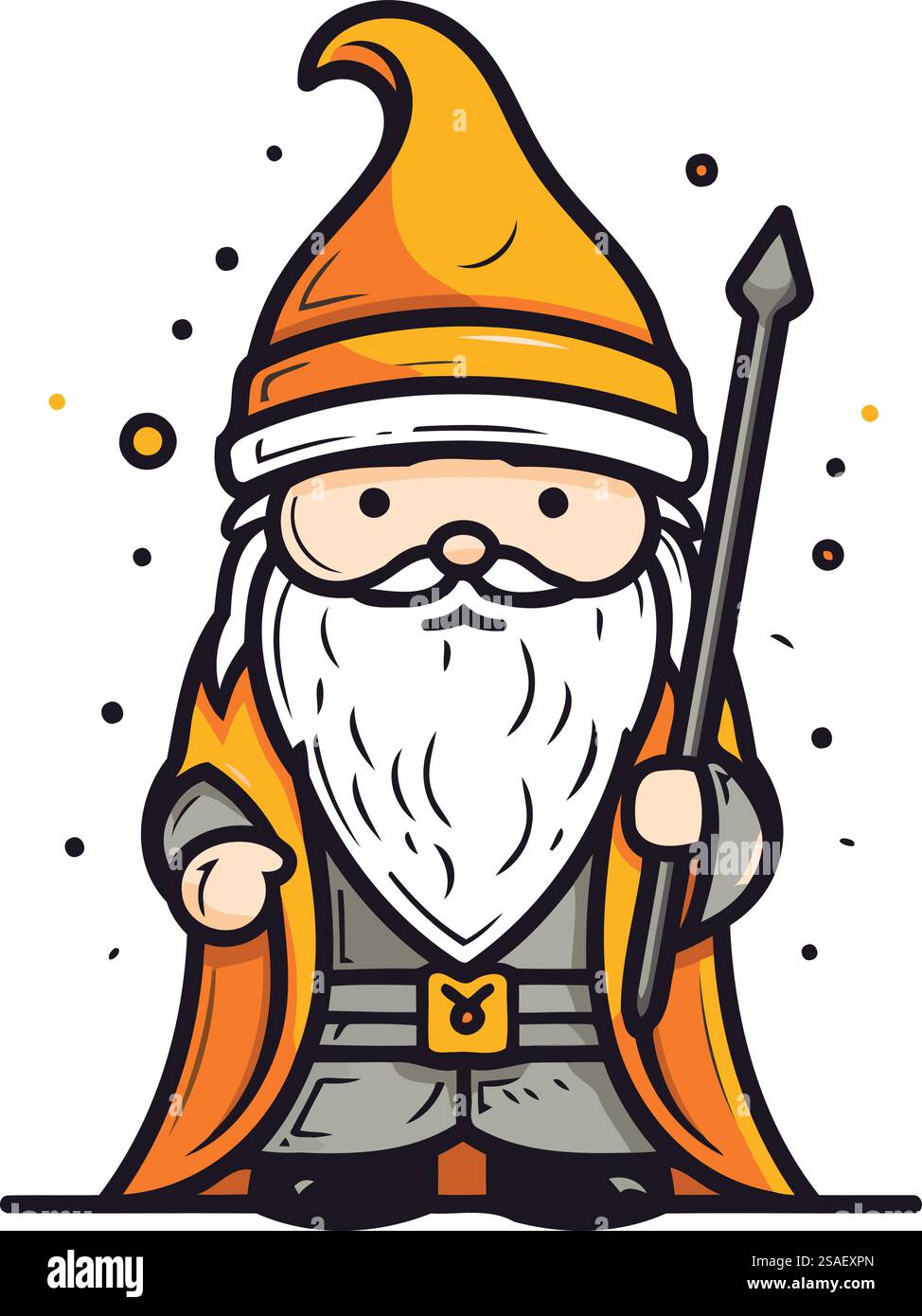 Cute Cartoon Wizard Character. Vector Illustration. Isolated On White ...