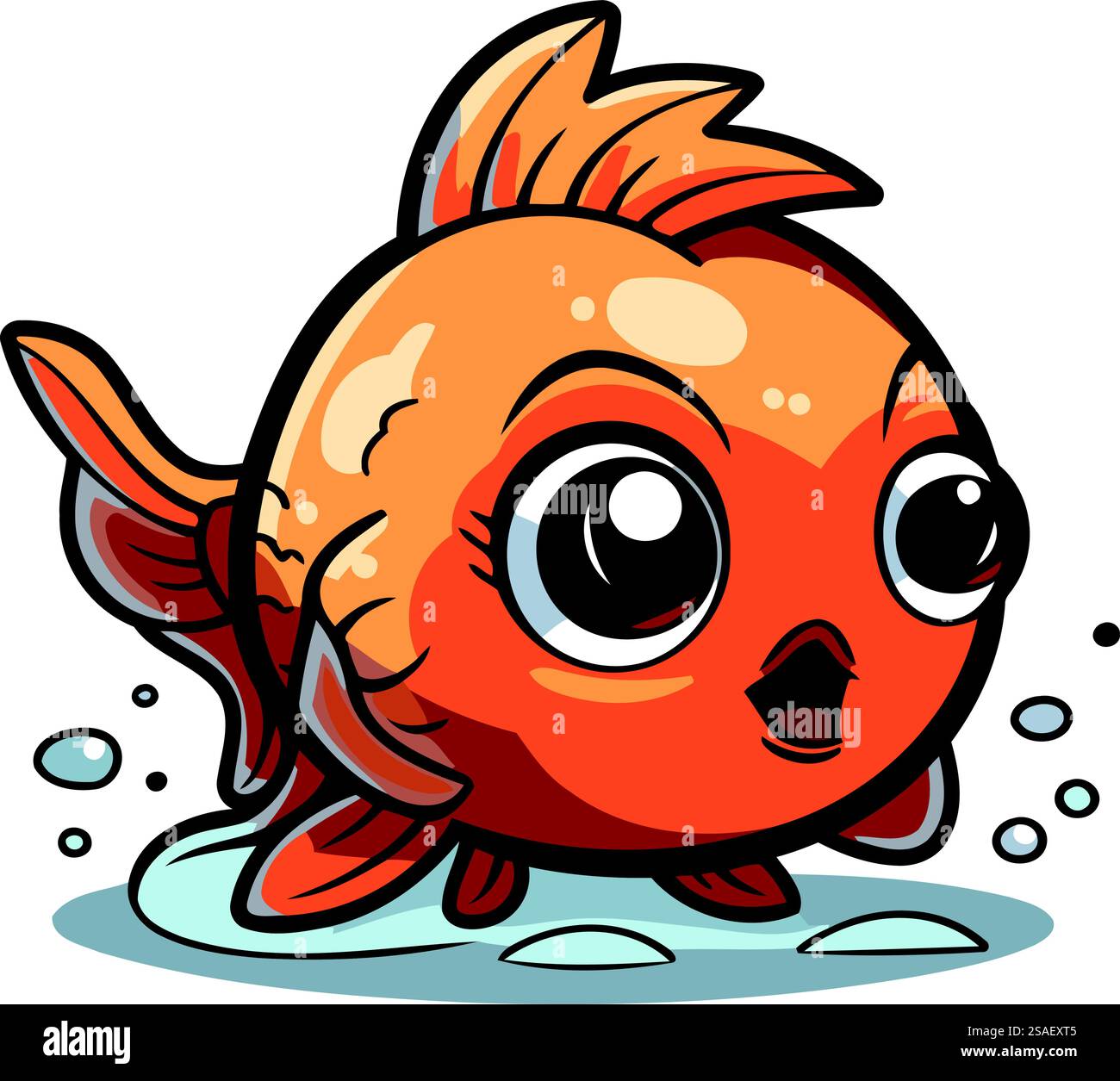 Cartoon cute orange fish. Vector illustration isolated on white ...