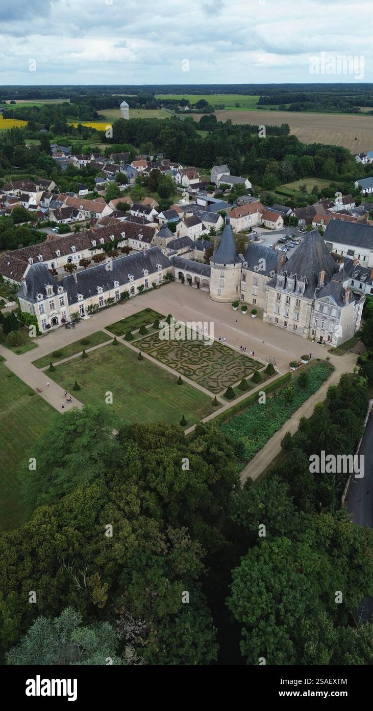 Drone photo azay le ferron castle hi-res stock photography and images ...