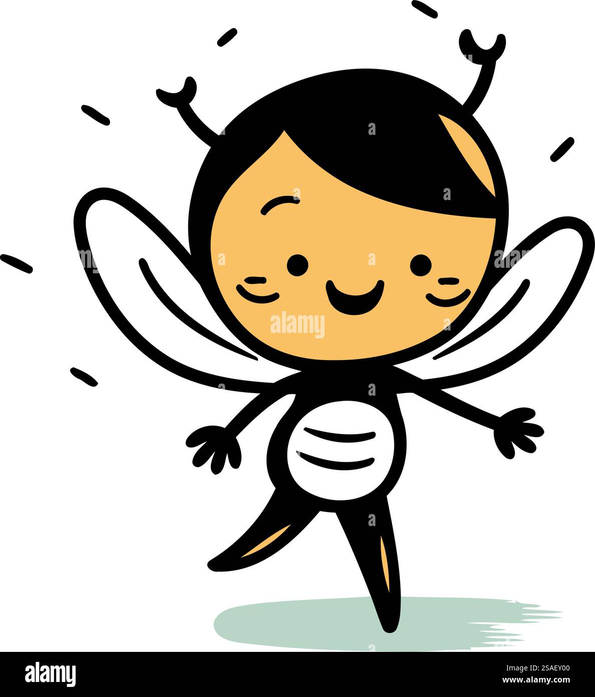 Cute cartoon fly character. Vector illustration isolated on white ...