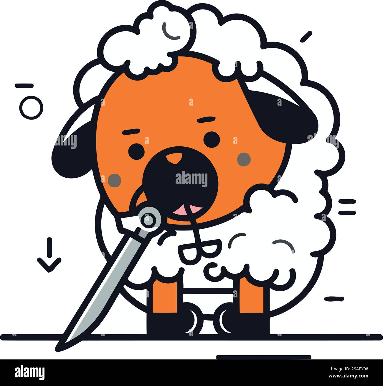 Vector illustration of a cute dog with a sword in his mouth Stock ...