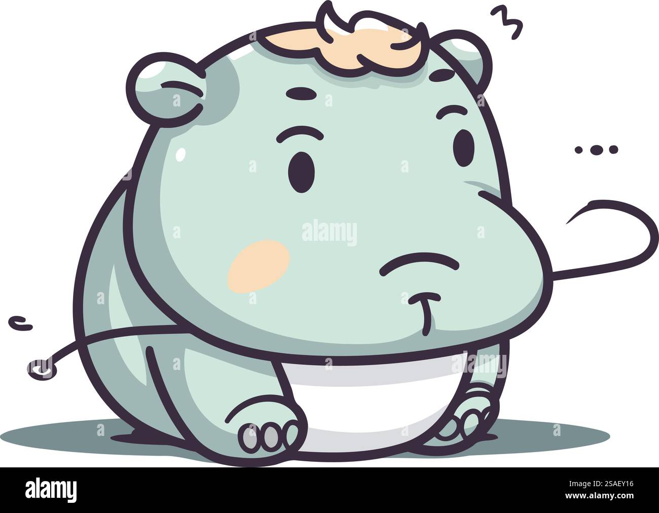 Hippo Crying Vector Illustration. Cute Cartoon Animal Character Stock ...