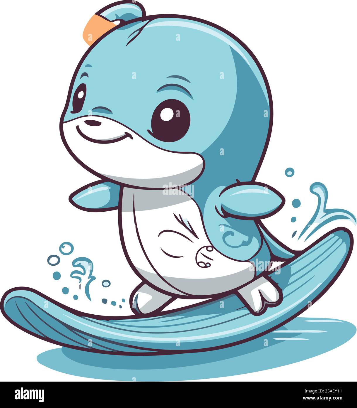 Cute cartoon baby shark riding a surfboard. Vector illustration Stock ...