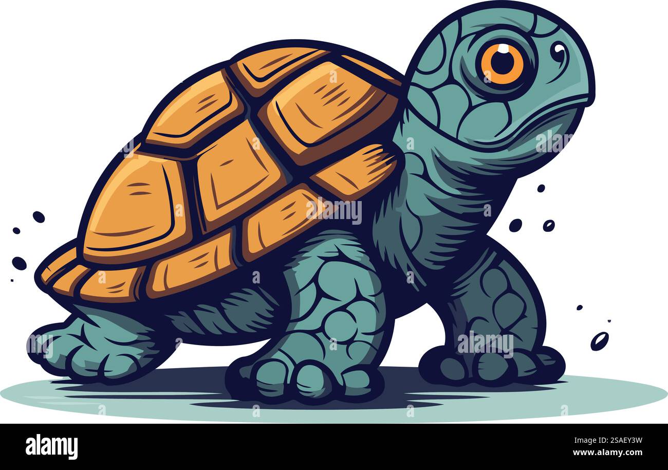 Cartoon turtle on white background. Vector illustration for your design ...