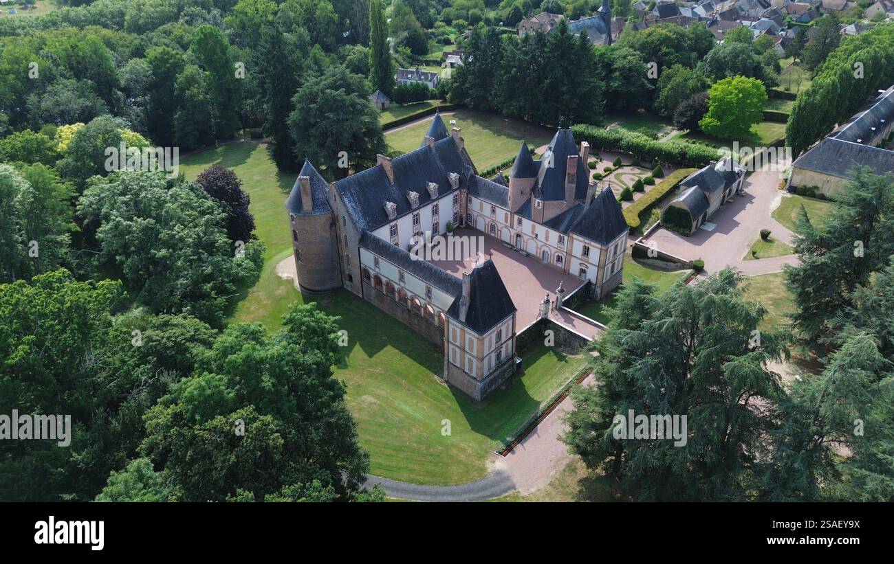 drone photo Blancafort castle france europe Stock Photo - Alamy