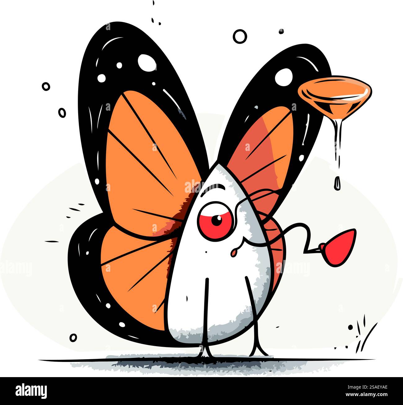 Butterfly with a cocktail. Vector illustration in cartoon style Stock ...