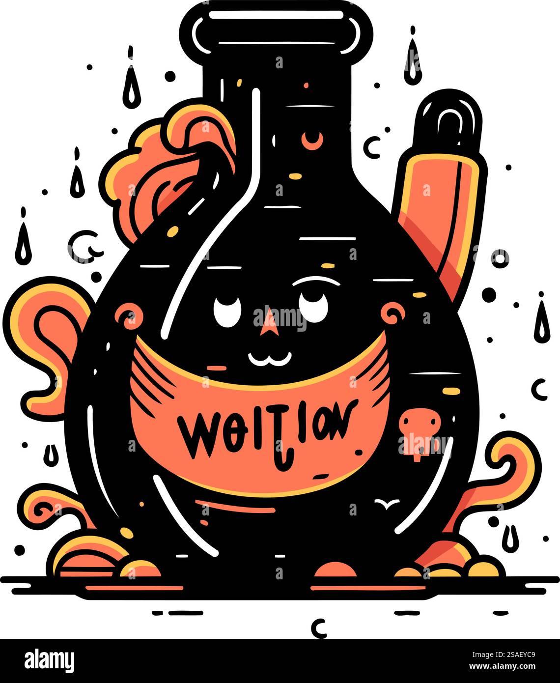 Witchcraft potion bottle with a banner. Vector illustration in cartoon ...