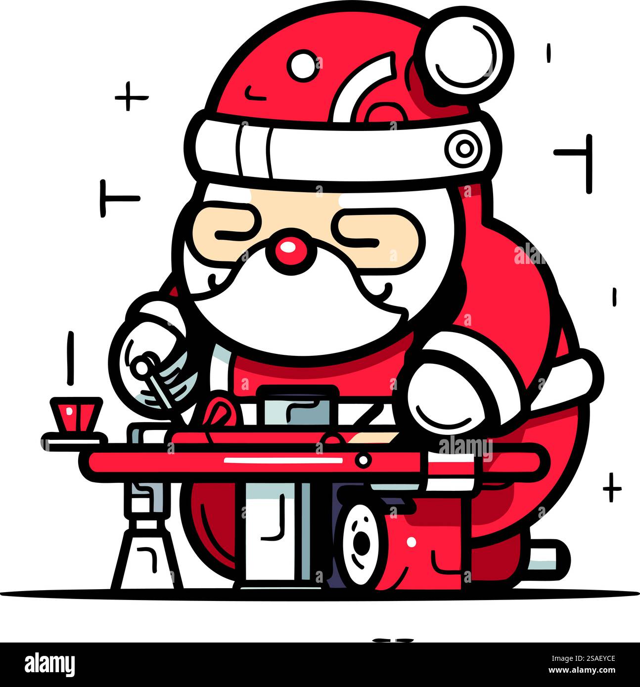Santa Claus working on a computer. Vector illustration in cartoon style ...