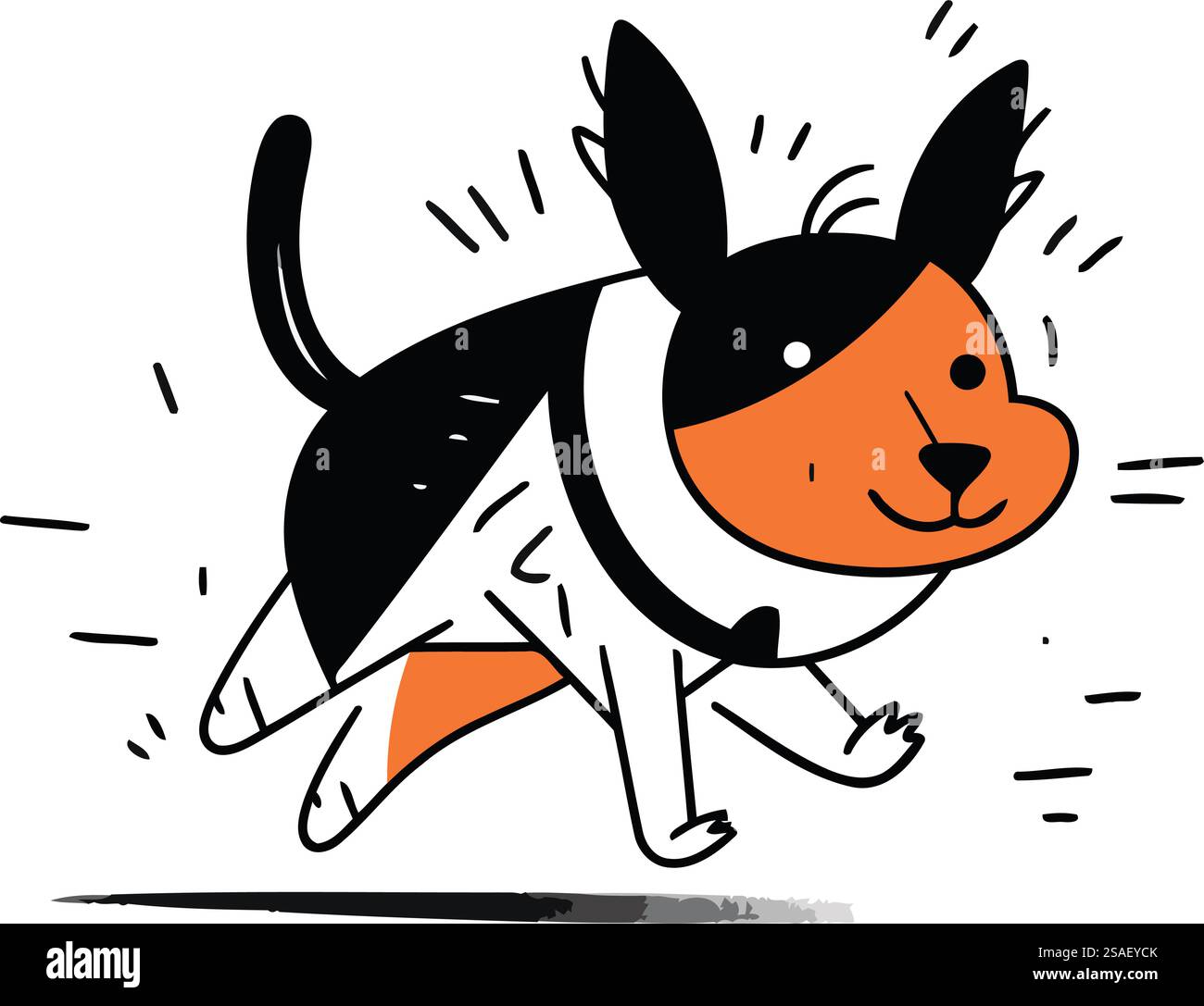 Cute cartoon dog running. Vector illustration in doodle style Stock ...