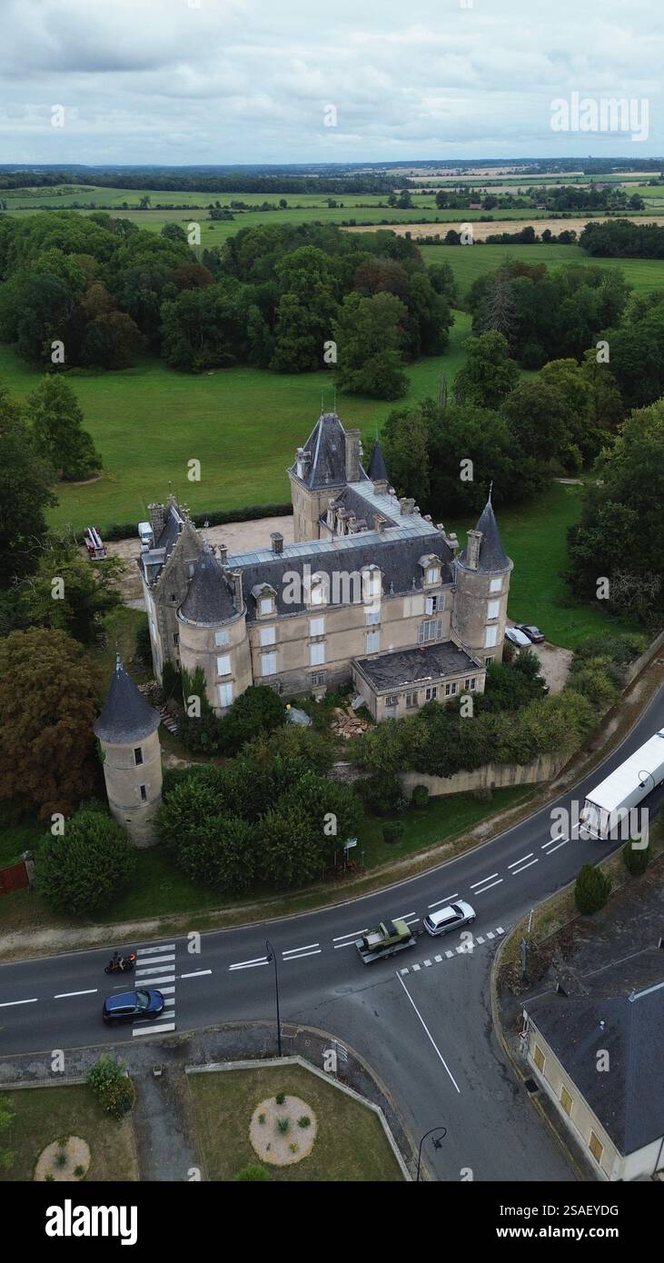 drone photo Blet castle france europe Stock Photo - Alamy