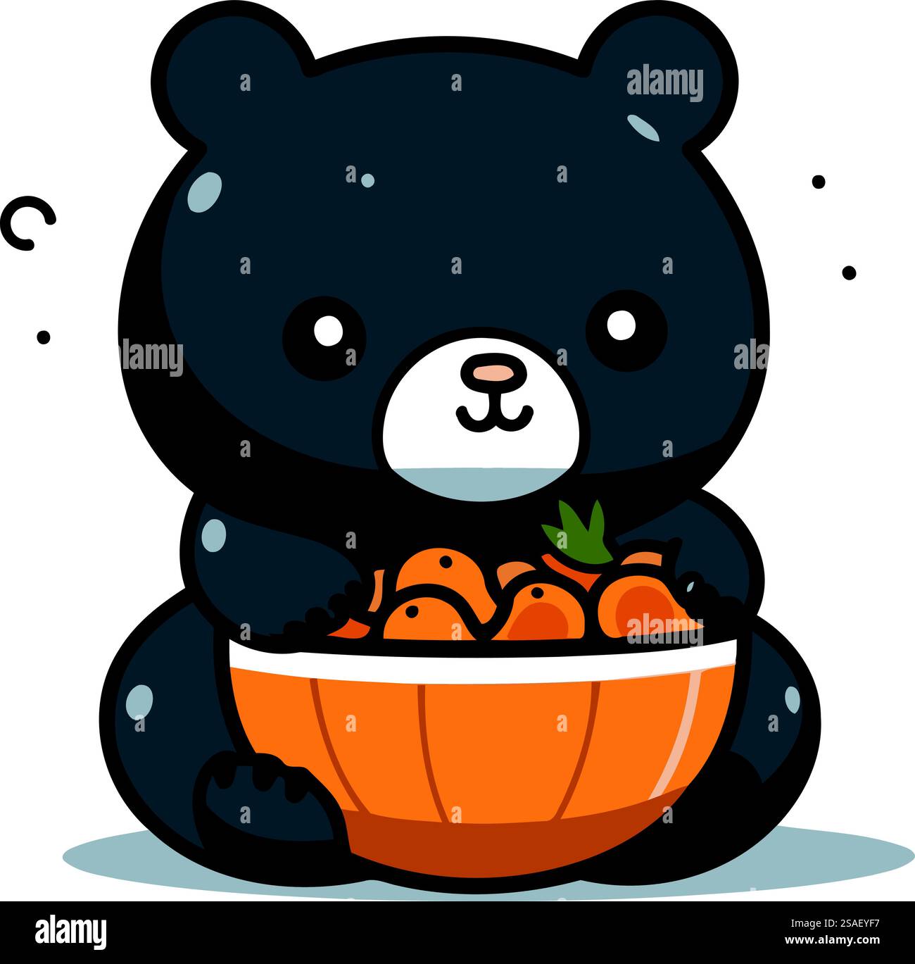 Cute Bear Eating Carrot Bowl Cartoon Mascot Character Illustration ...